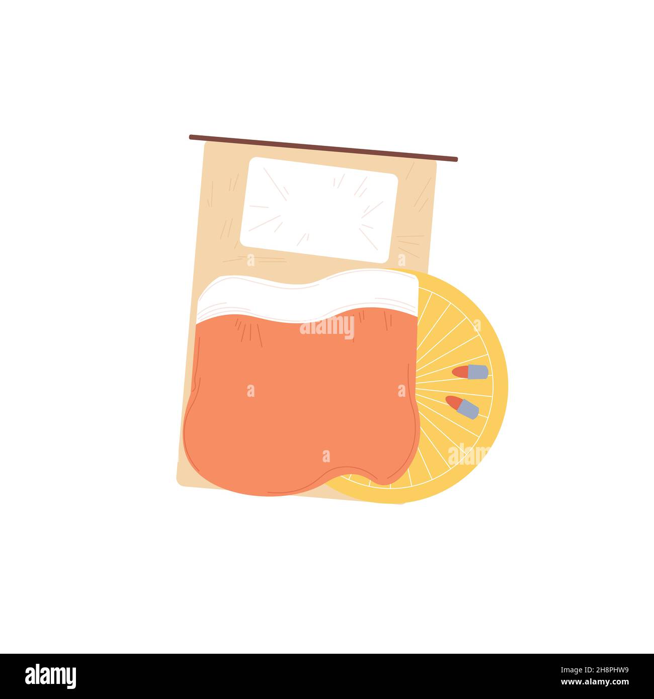 Flat cartoon single bed,room interior elements for home life comfort ...