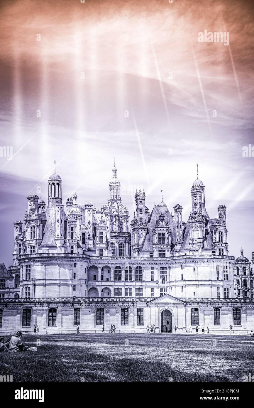 Chateau de Chambord, the largest castle in the Loire Valley. A UNESCO ...