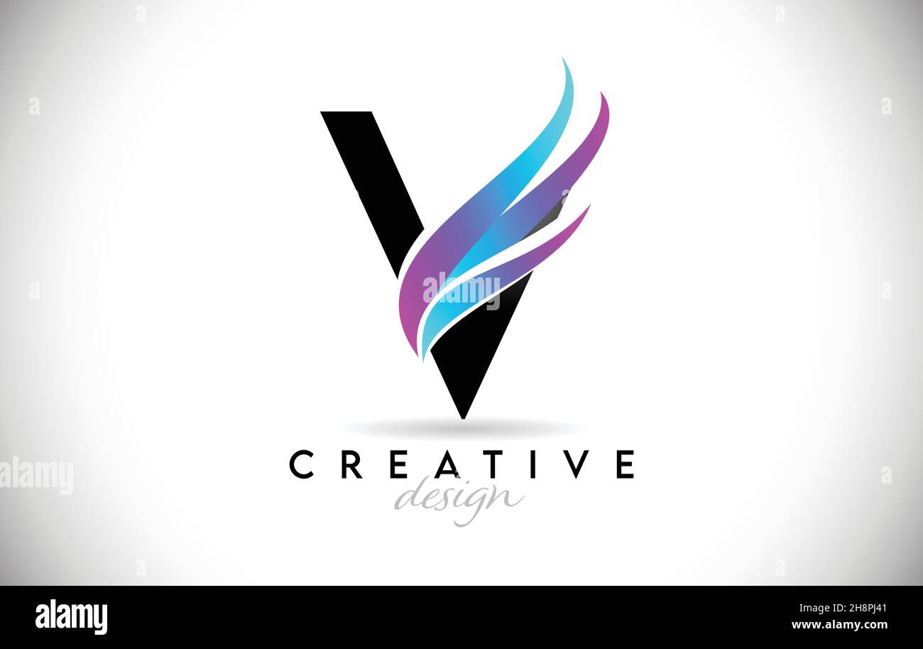 Letter V Logo with creative gradient swooshes. Creative elegant Letter ...