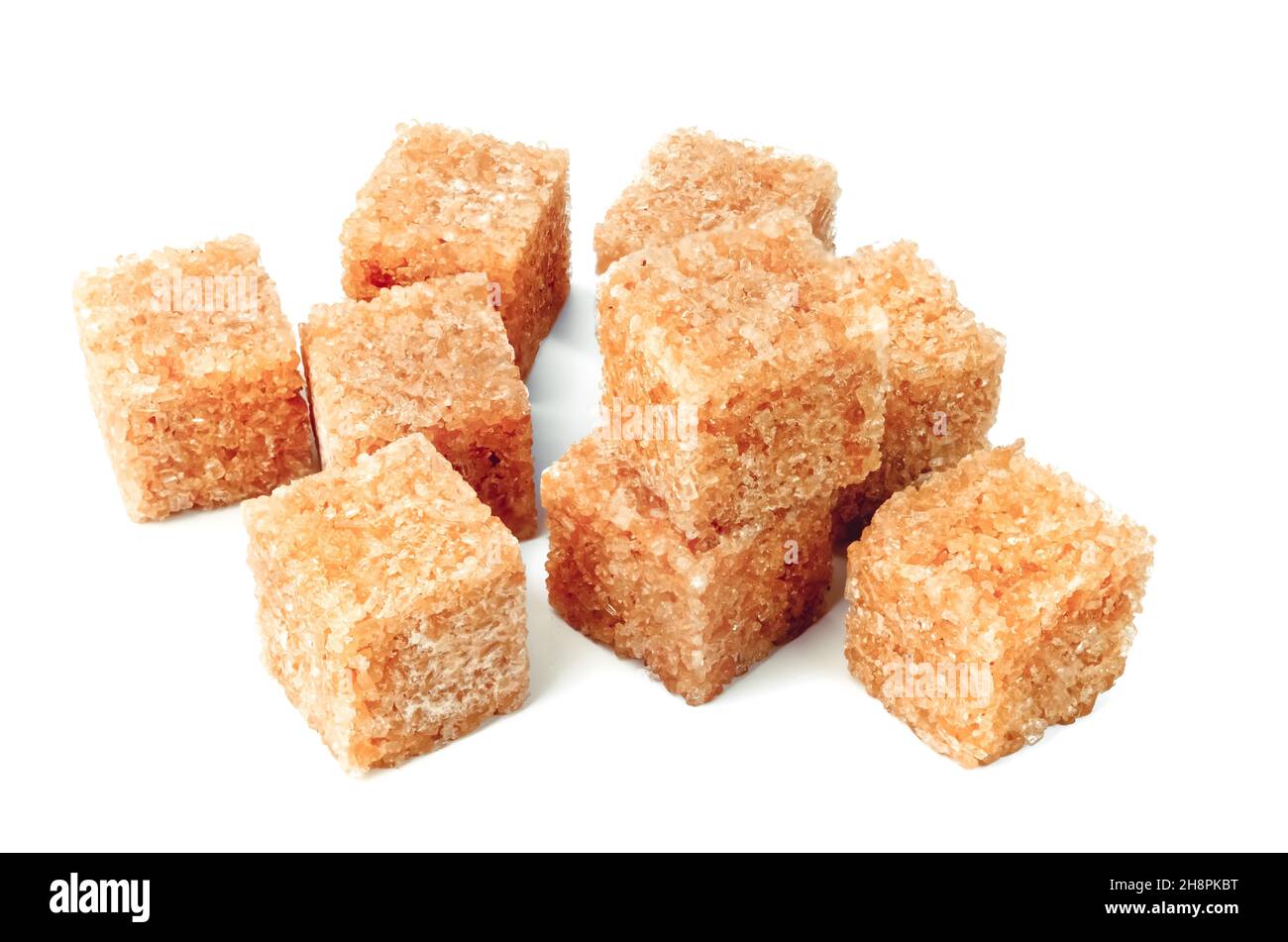 Lump brown cane sugar cubes isolated on white background Stock Photo ...
