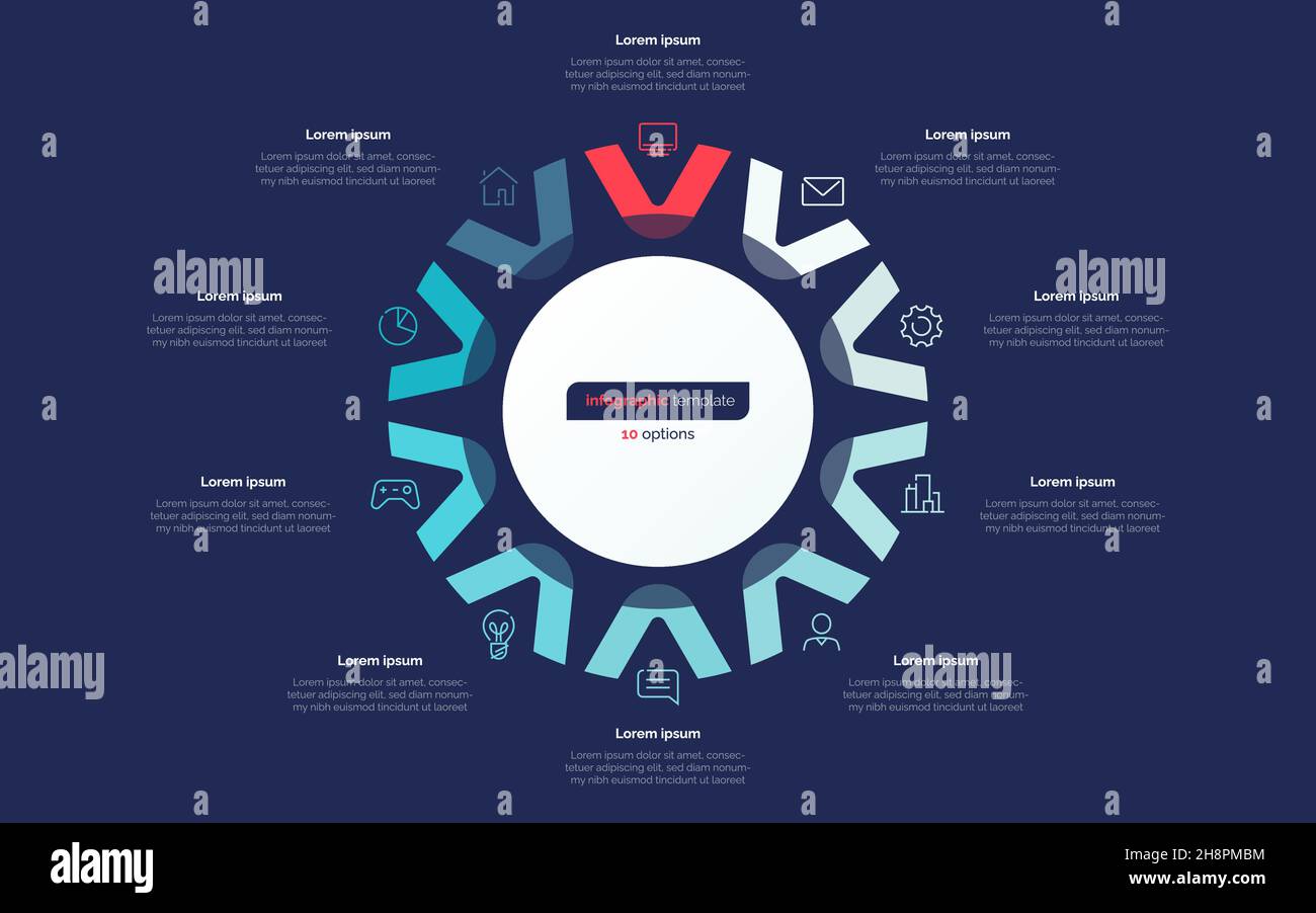 Ten option circle infographic design template. Vector illustration ...