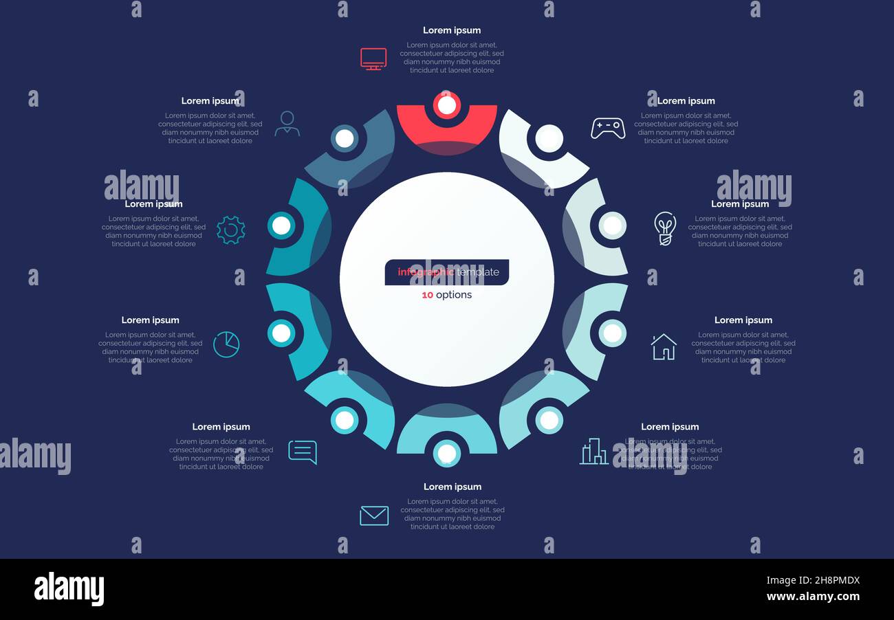 Ten option circle infographic design template. Vector illustration ...