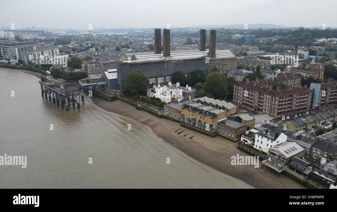 Greenwich power Station Aerial view Stock Photo - Alamy