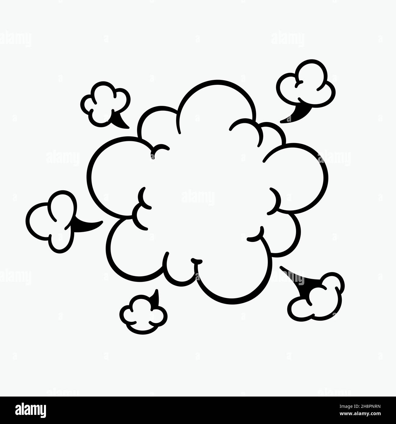 Comic clouds, cartoon vector clouds in line style isolated on light ...