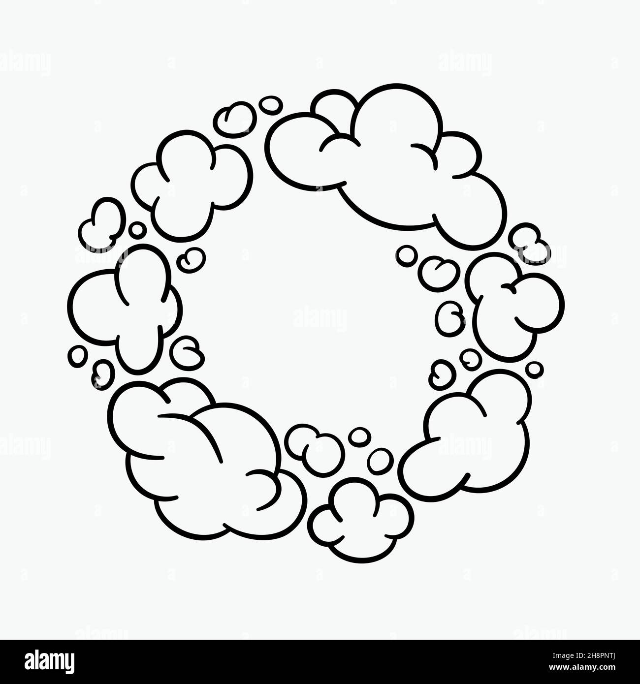 Comic clouds, cartoon vector clouds in line style isolated on light ...