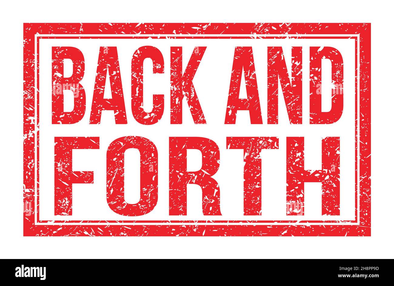 BACK AND FORTH, words written on red rectangle stamp sign Stock Photo ...