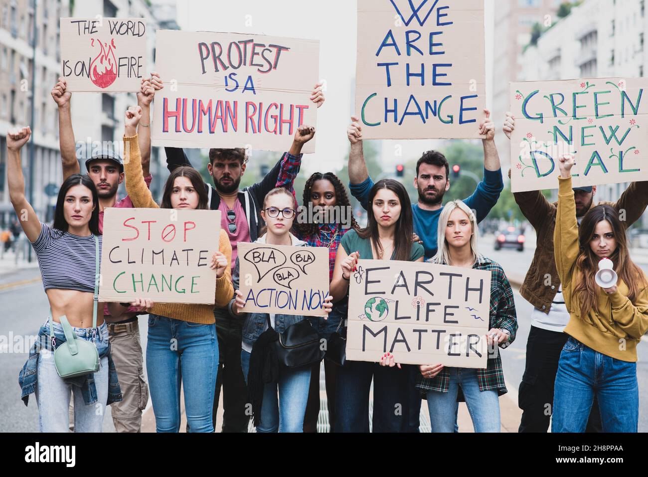 climate change protest, people stike for ecology Stock Photo - Alamy