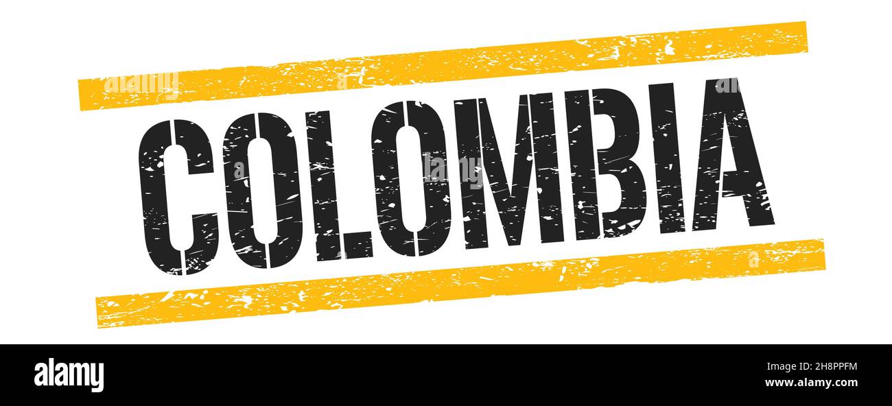 COLOMBIA text on black yellow grungy lines stamp sign Stock Photo - Alamy