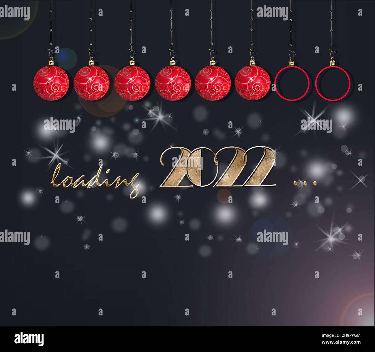 Loading 2022 New Year luxury celebration card. Red gold balls, gold ...