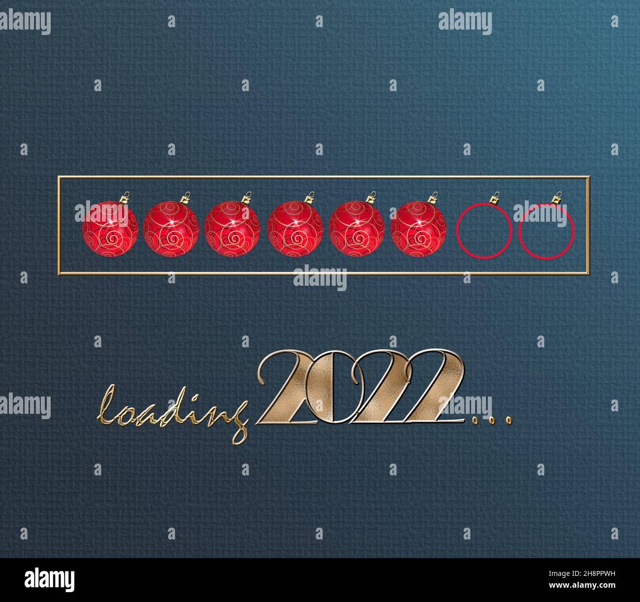 Loading 2022 New Year luxury celebration card. Red gold balls, gold ...