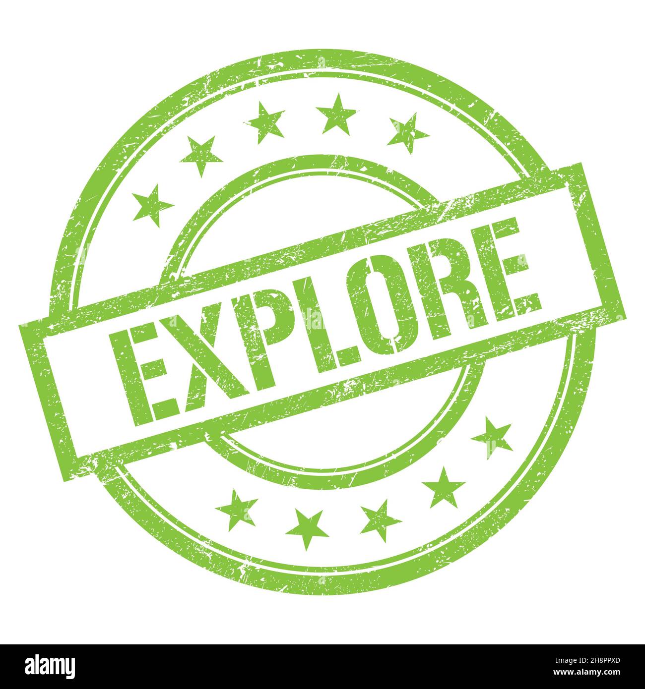 EXPLORE text written on green round vintage rubber stamp Stock Photo ...