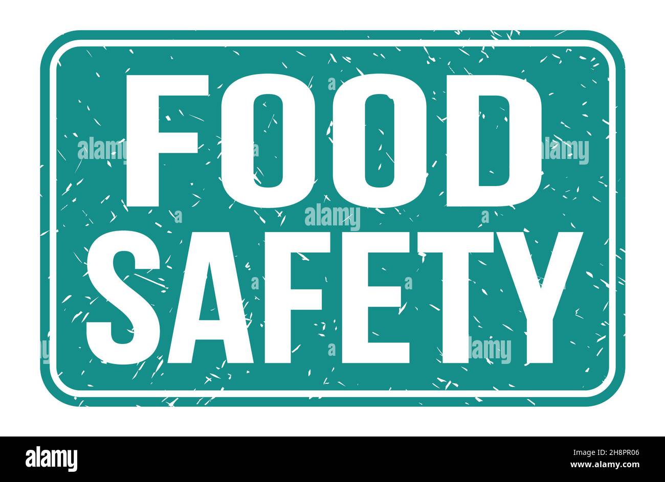FOOD SAFETY, words written on blue rectangle stamp sign Stock Photo - Alamy