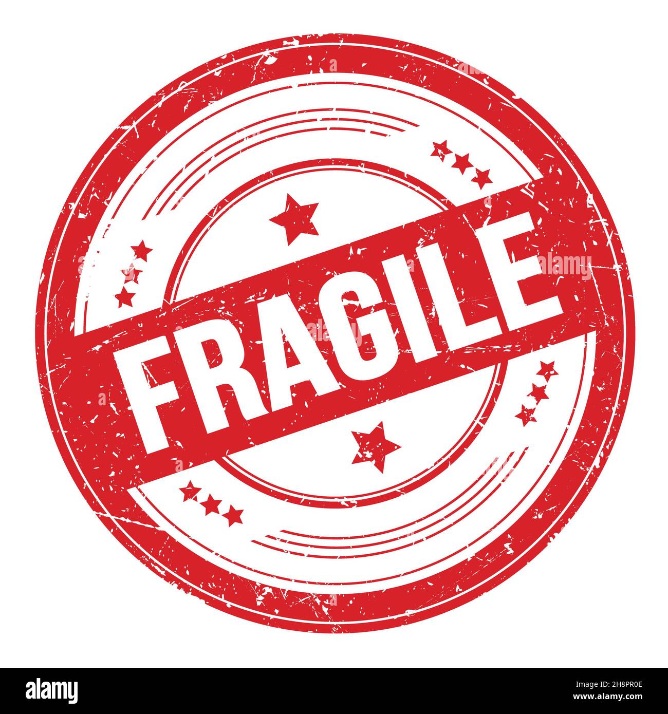 FRAGILE text on red round grungy texture stamp Stock Photo - Alamy