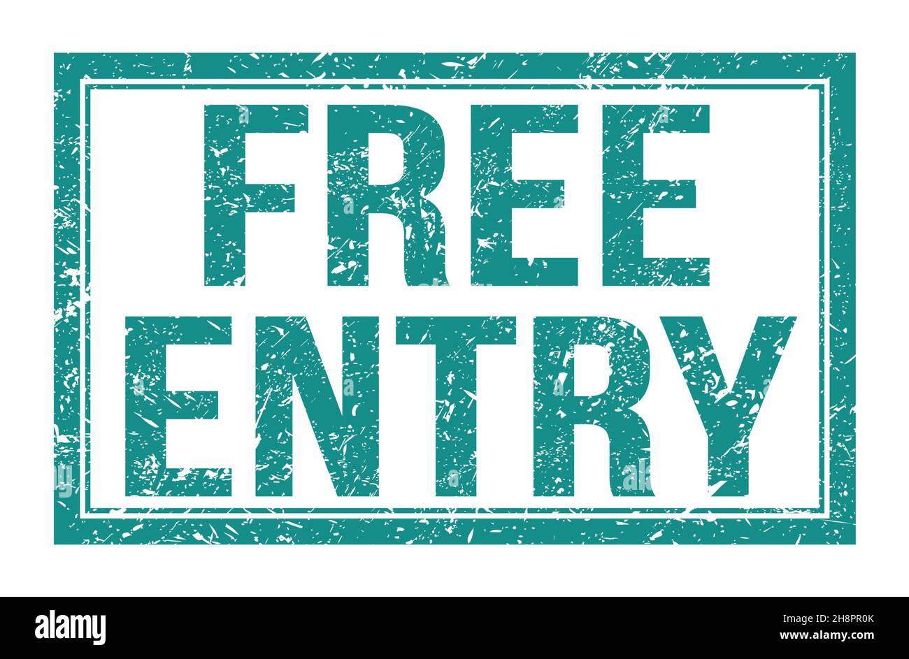 FREE ENTRY, words written on blue rectangle stamp sign Stock Photo - Alamy