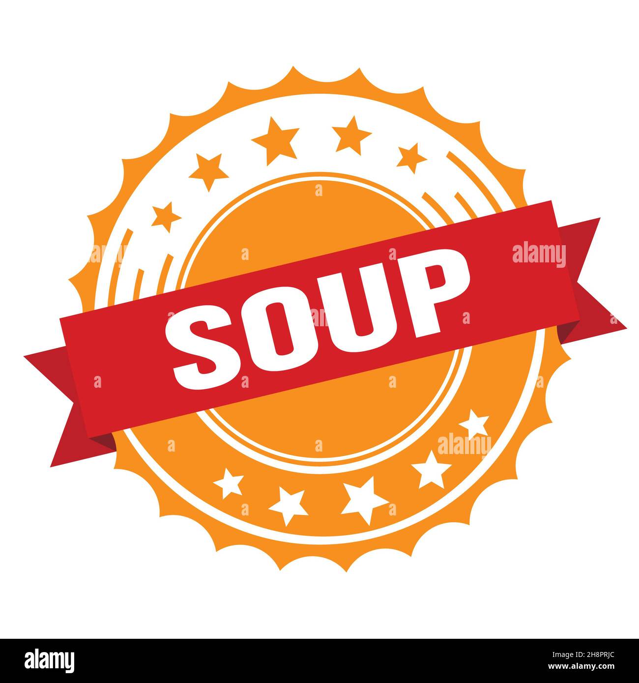 SOUP text on red orange ribbon badge stamp Stock Photo - Alamy