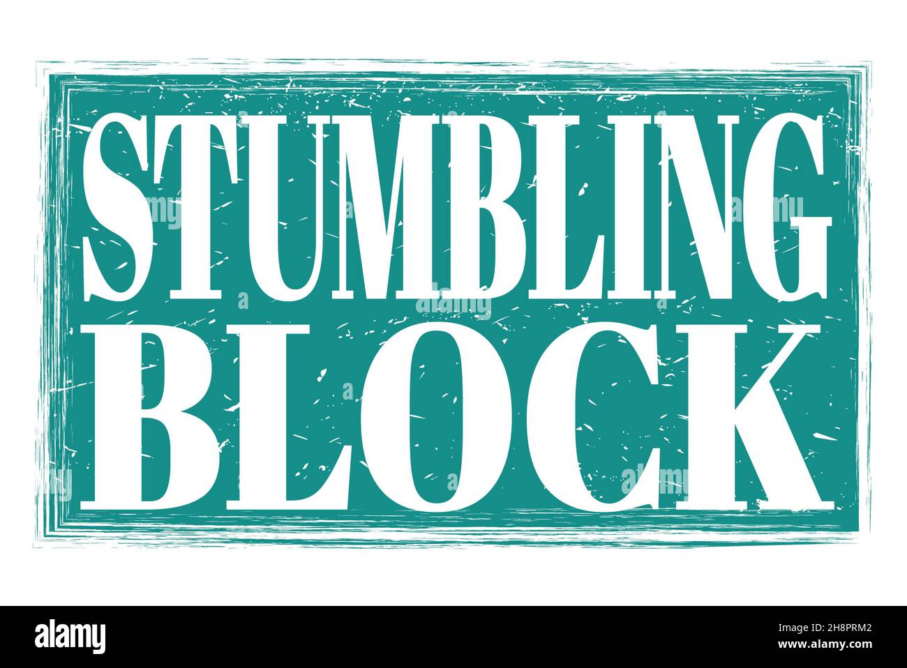 STUMBLING BLOCK, words written on blue grungy stamp sign Stock Photo ...