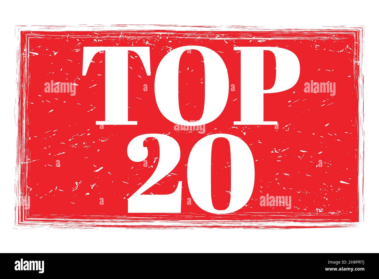 TOP 20, words written on red grungy stamp sign Stock Photo - Alamy