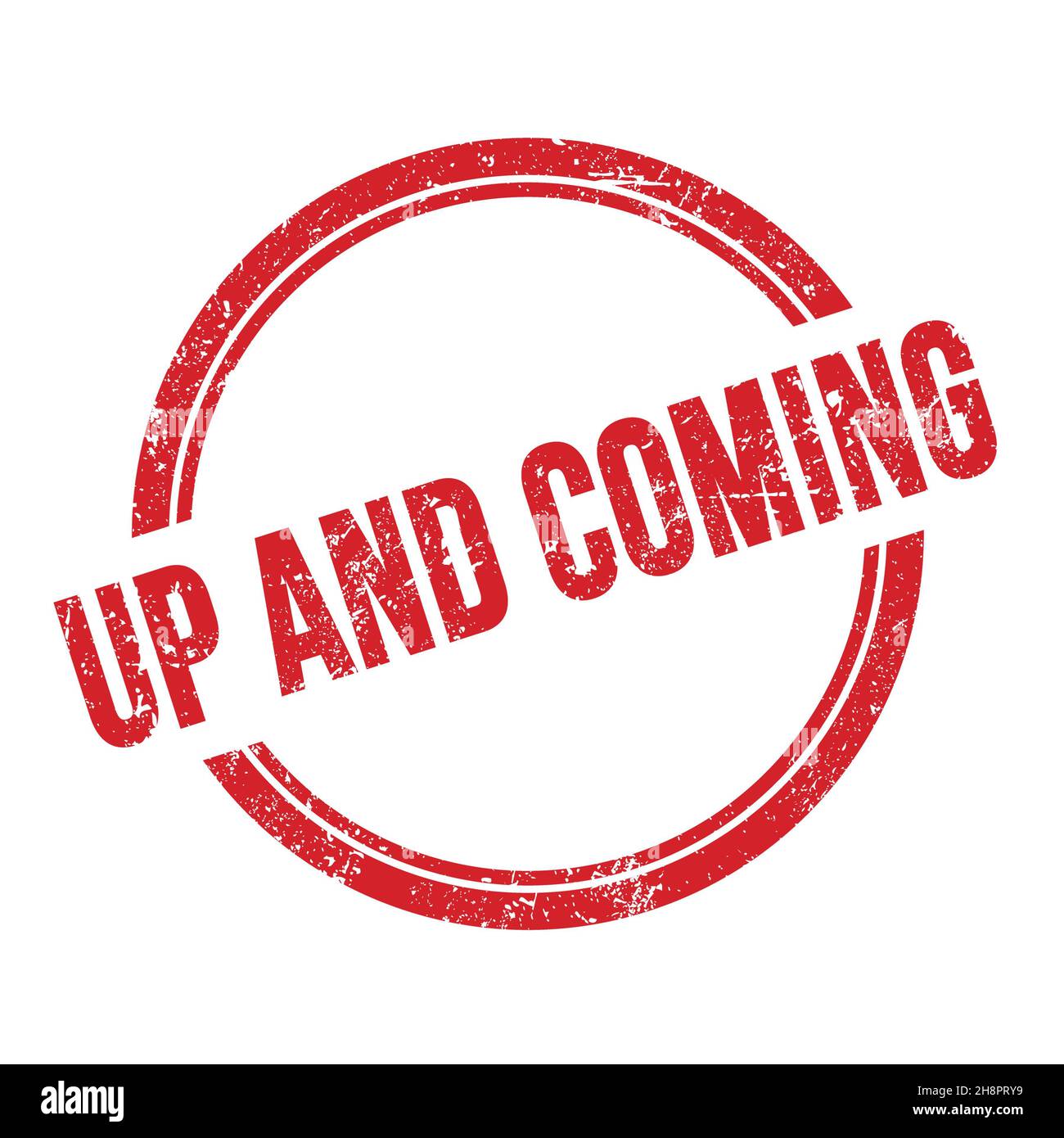 UP AND COMING text written on red grungy vintage round stamp Stock ...