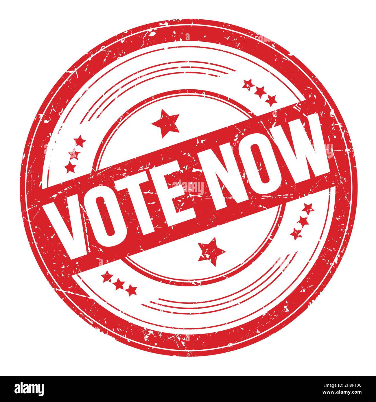 VOTE NOW text on red round grungy texture stamp Stock Photo - Alamy