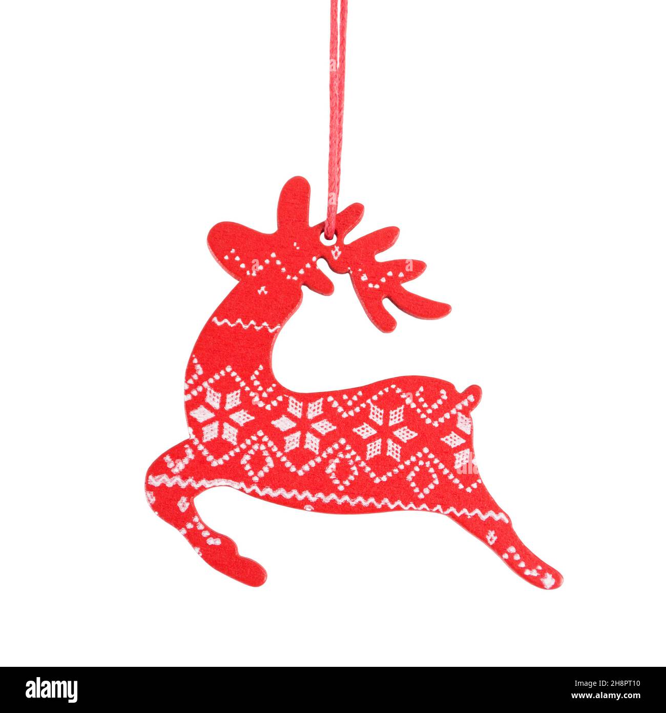 Red Christmas deer isolated on white background Stock Photo - Alamy