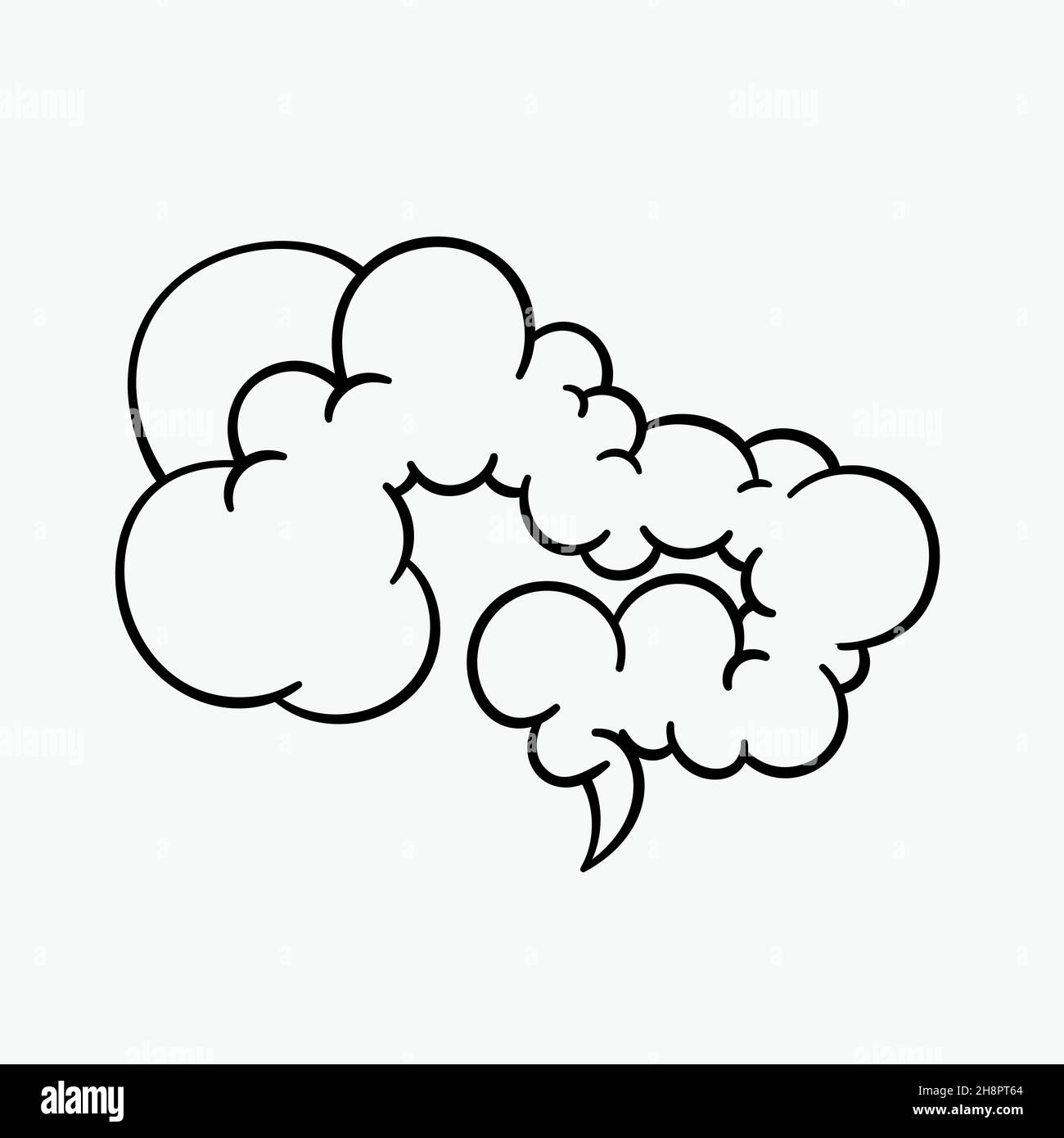 Comic clouds, cartoon vector clouds in line style isolated on light ...