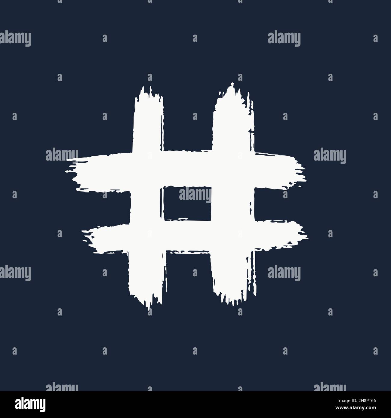 Hashtag, vector ink painted tag icons on dark background. Hand Drawn ...