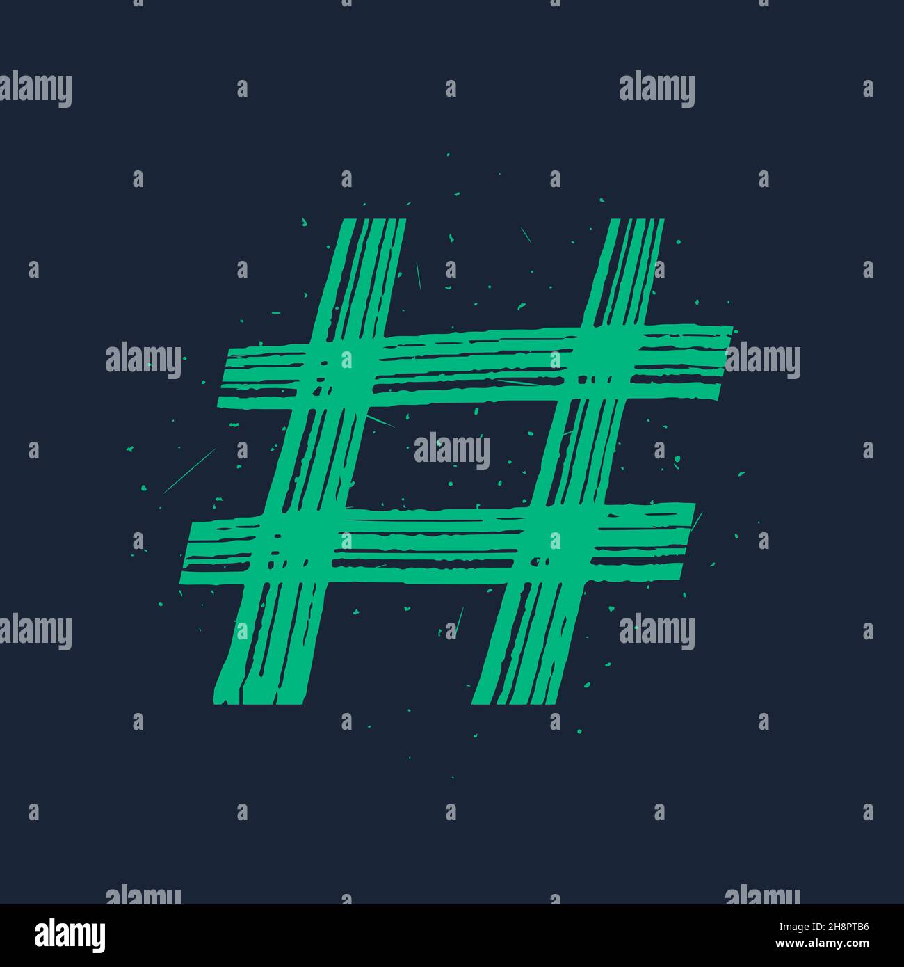 Hashtags, vector green tag icons on white background. Hand Drawn vector ...