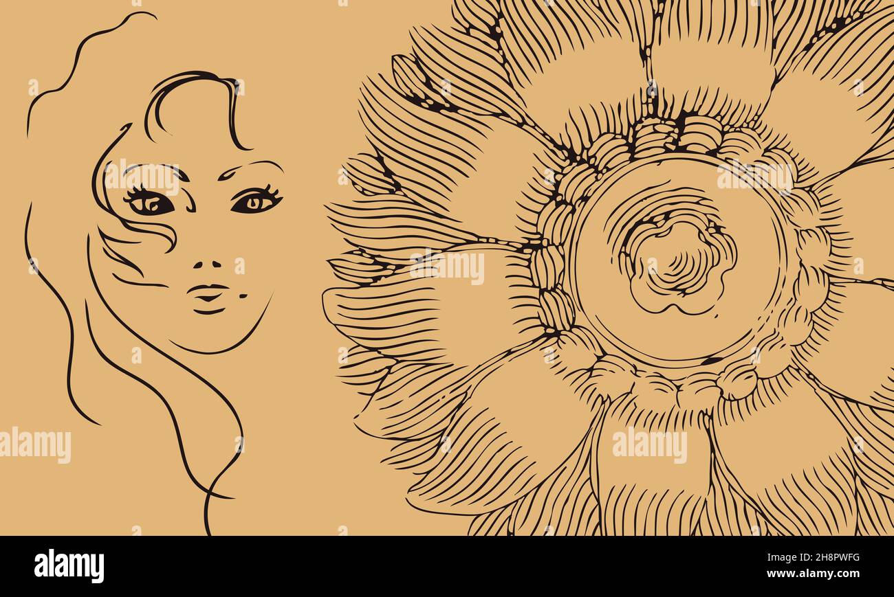 Floral Design with girl model Texture Pattern. It can be used for ...
