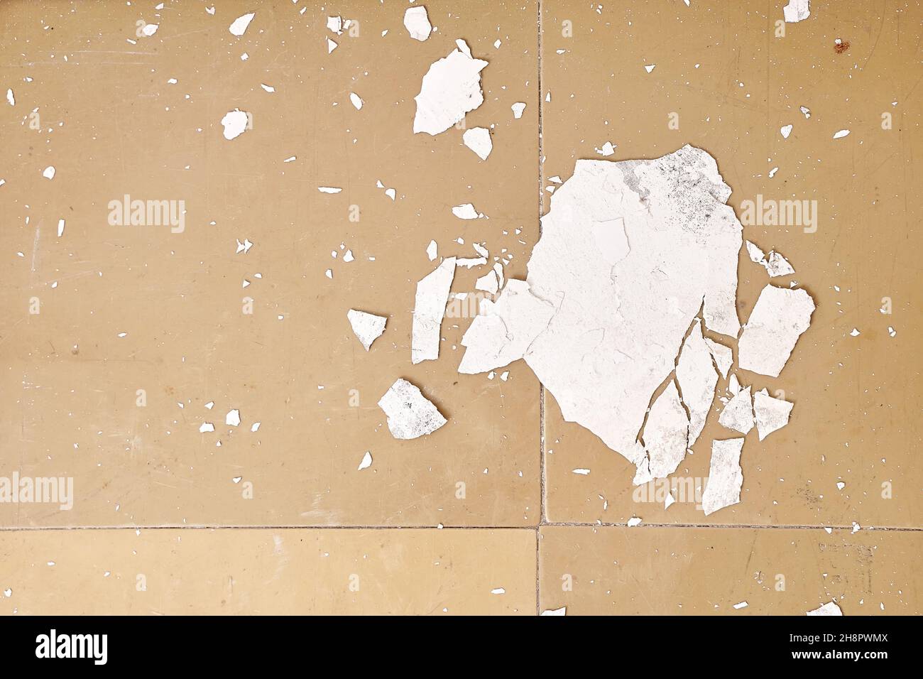 The interior is an old house in need of renovation. The crumbling white ...