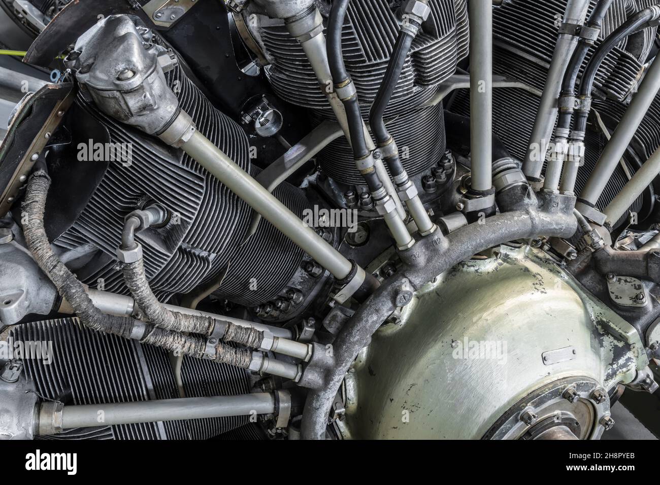 detail of a historic rotary engine Stock Photo - Alamy