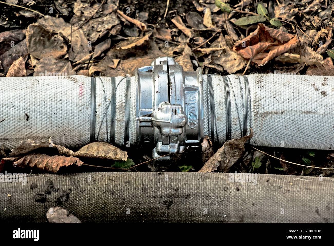 Connection of pipes for pumping water from the pond using a coupling ...