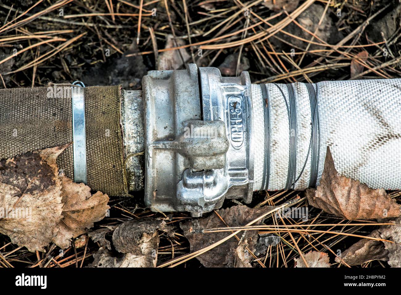 Connection of pipes for pumping water from the pond using a coupling ...