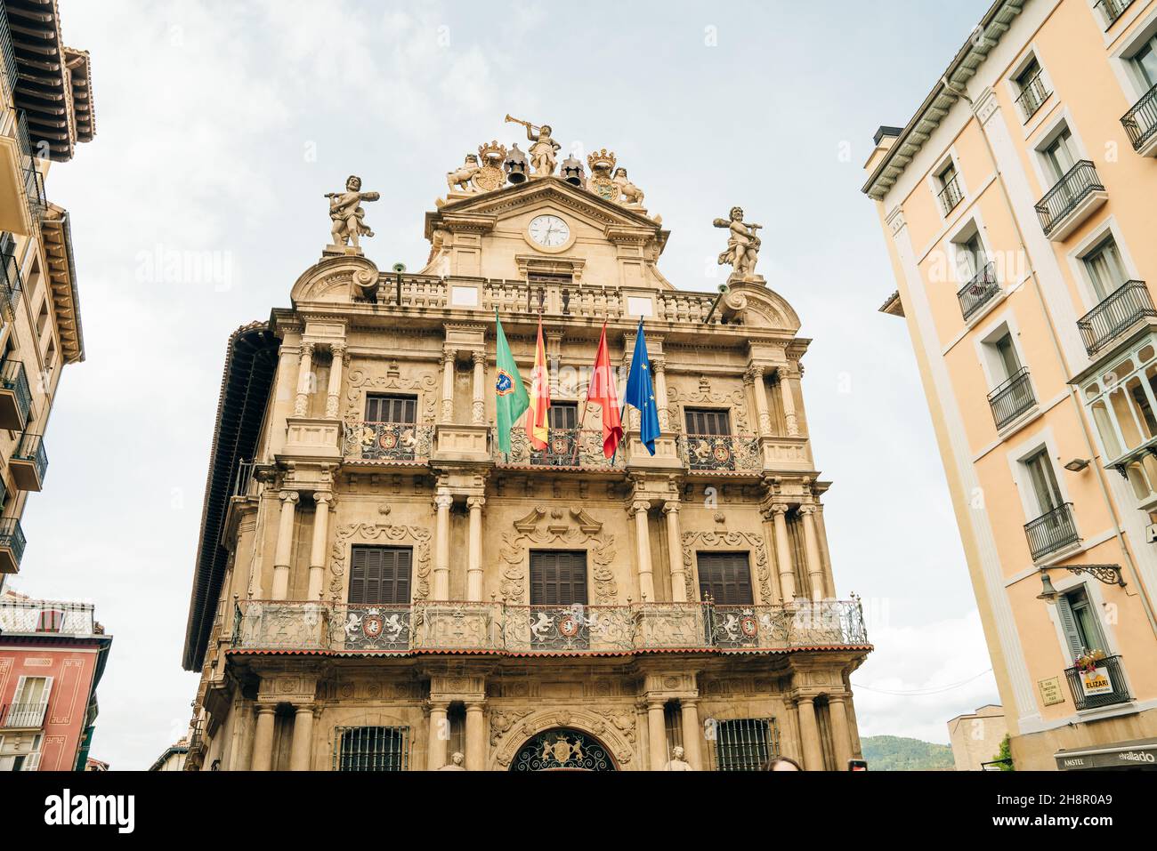 Pamplona City Hall has a beautiful facade where the Baroque and ...