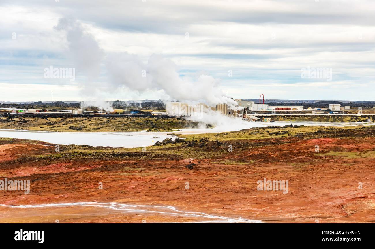 Geothermal power plant Gunnuhver Hot Springs Reykjanes peninsula ...