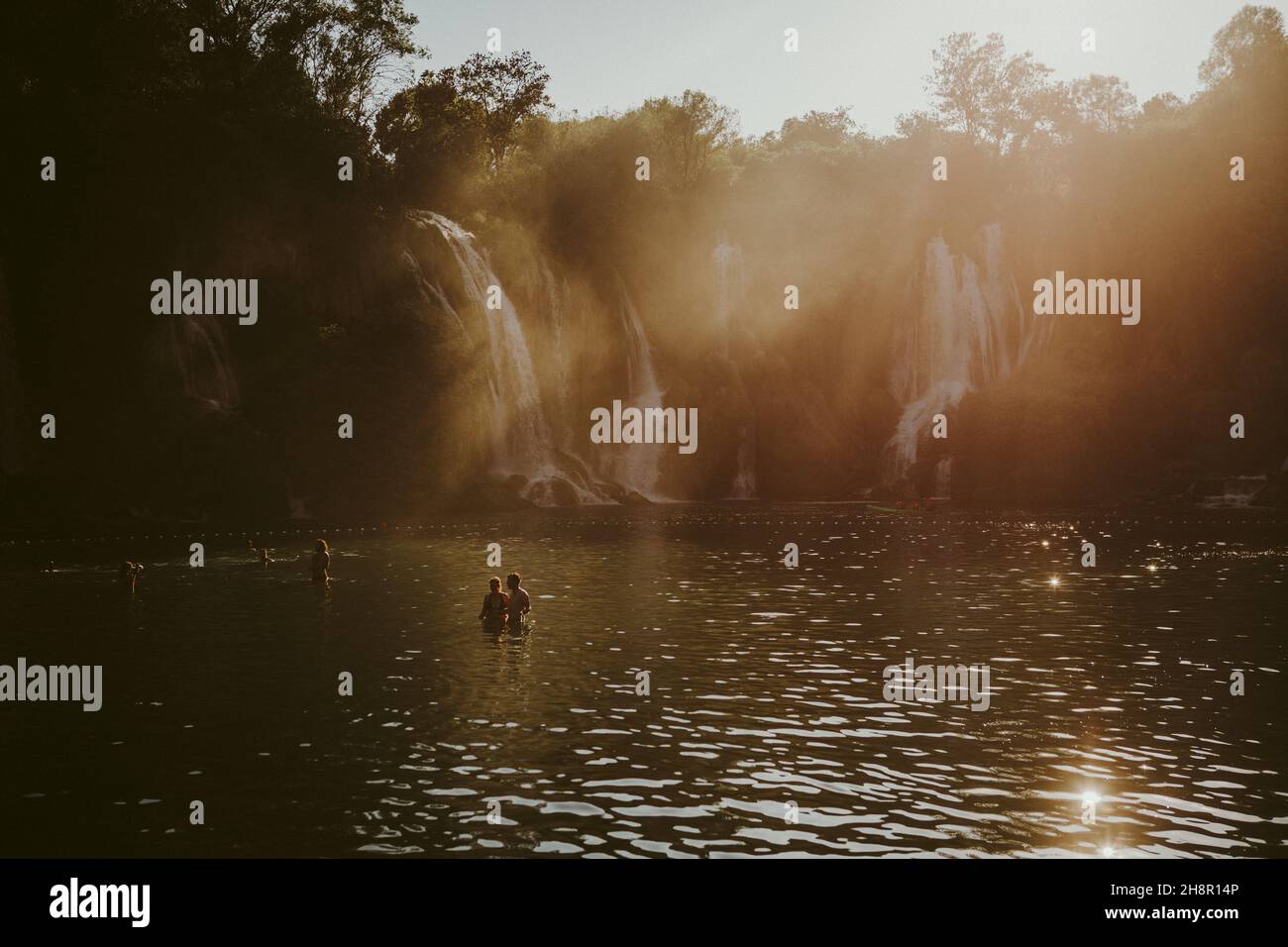 Beautiful waterfall in a forest in the morning Stock Photo - Alamy