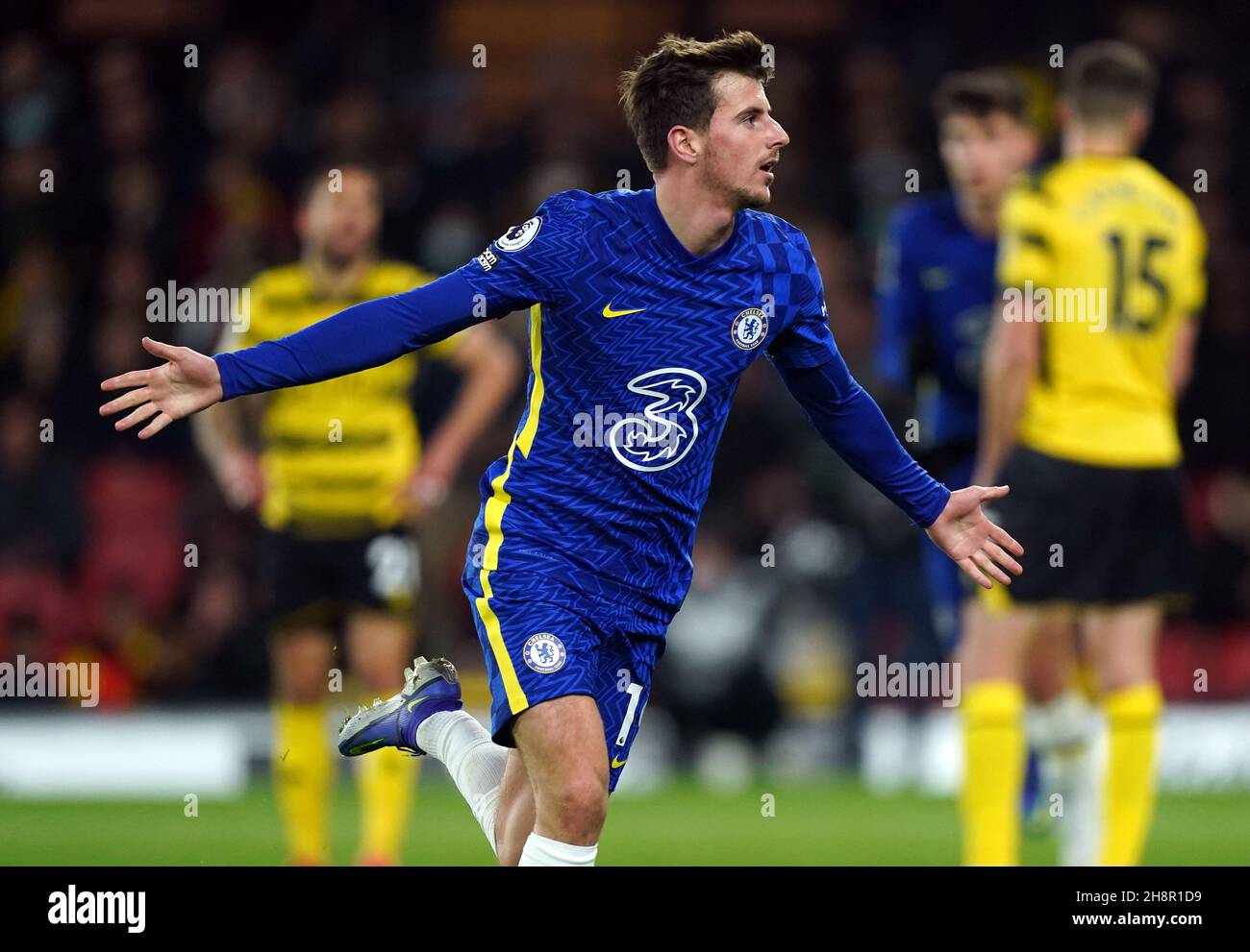 Chelsea's Mason Mount celebrates scoring the opening goal of the game ...