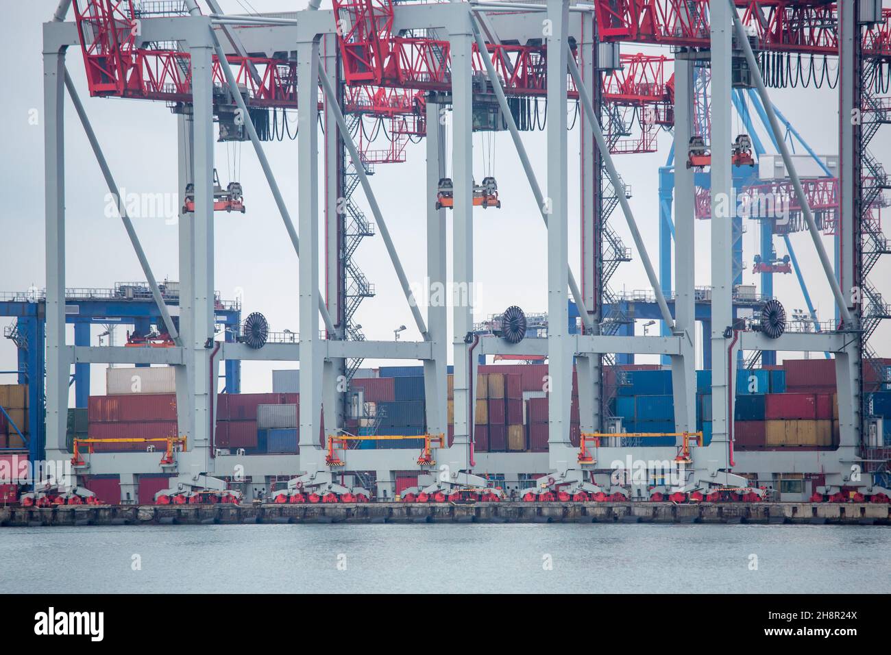 industrial port with containers. Container terminal of sea port Stock ...