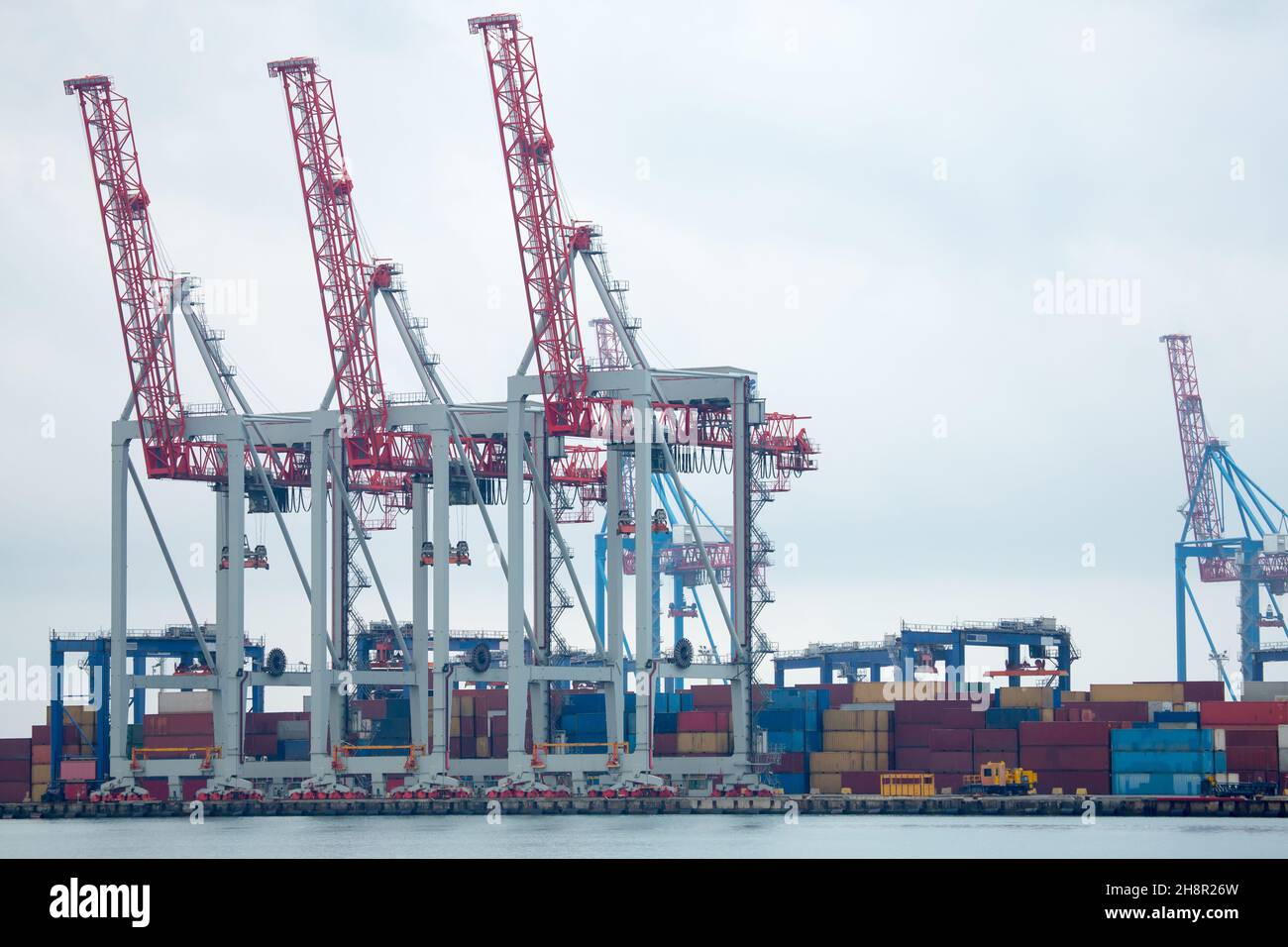 industrial port with containers. Container terminal of sea port Stock ...