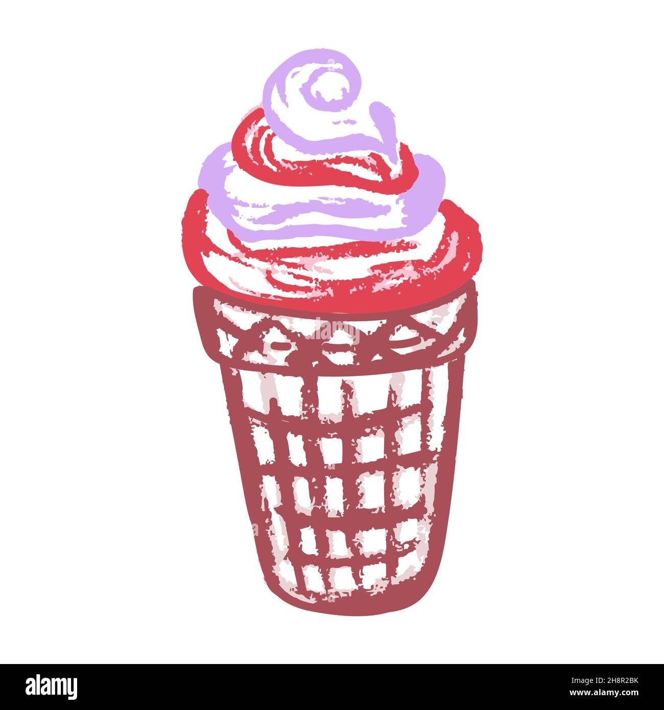Icon in hand draw style. Ice cream. Drawing with wax crayons, children ...