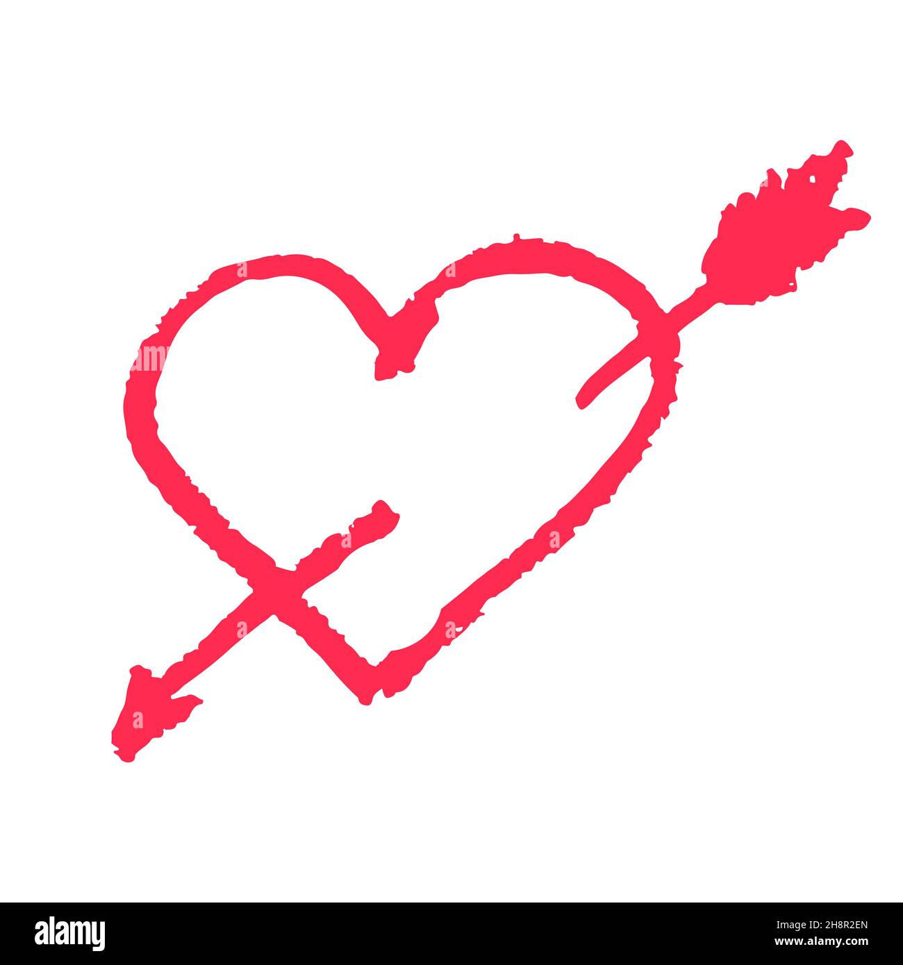 Icon in hand draw style. Vector illustration. Heart. Drawing with wax ...