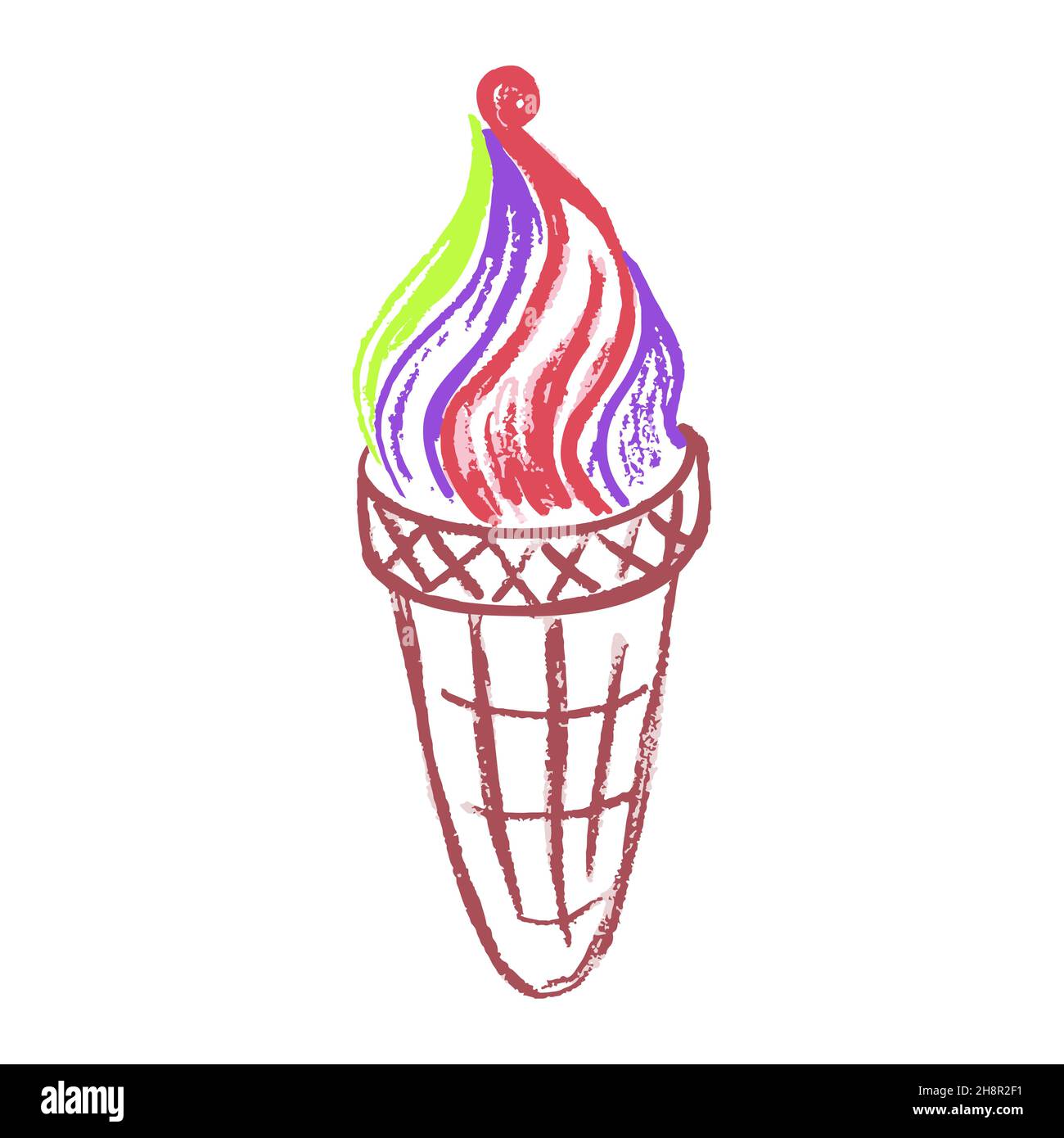 Icon in hand draw style. Ice cream. Drawing with wax crayons, children ...