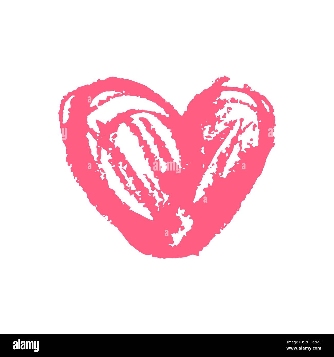 Icon in hand draw style. Heart. Drawing with wax crayons, children's ...