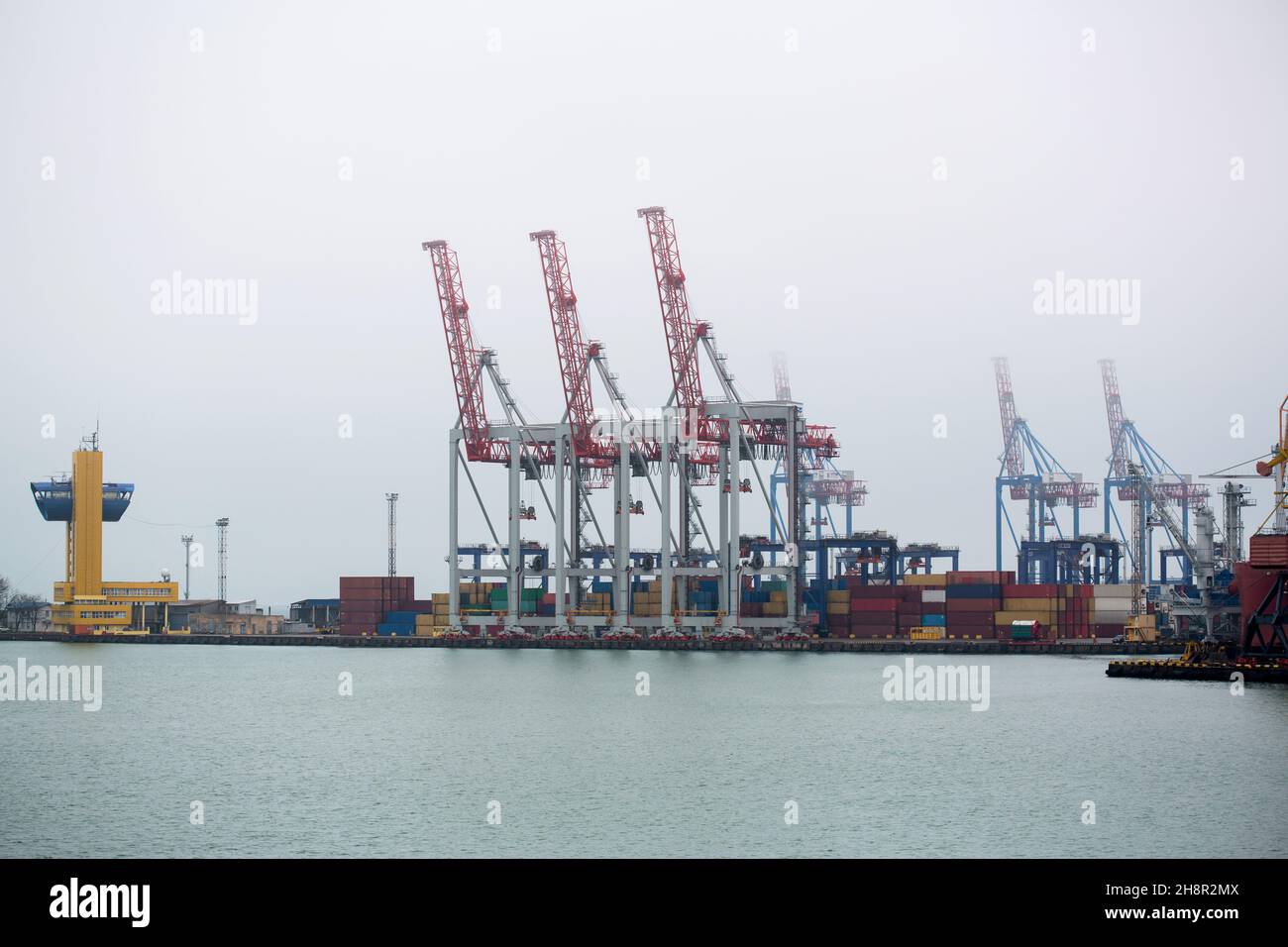 industrial port with containers Stock Photo - Alamy