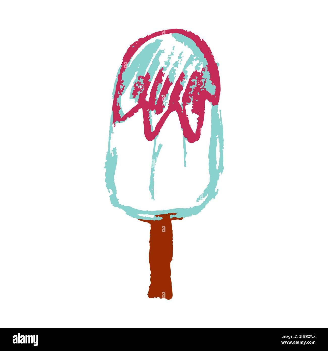 Icon in hand draw style. Ice cream. Vector. Drawing with wax crayons ...