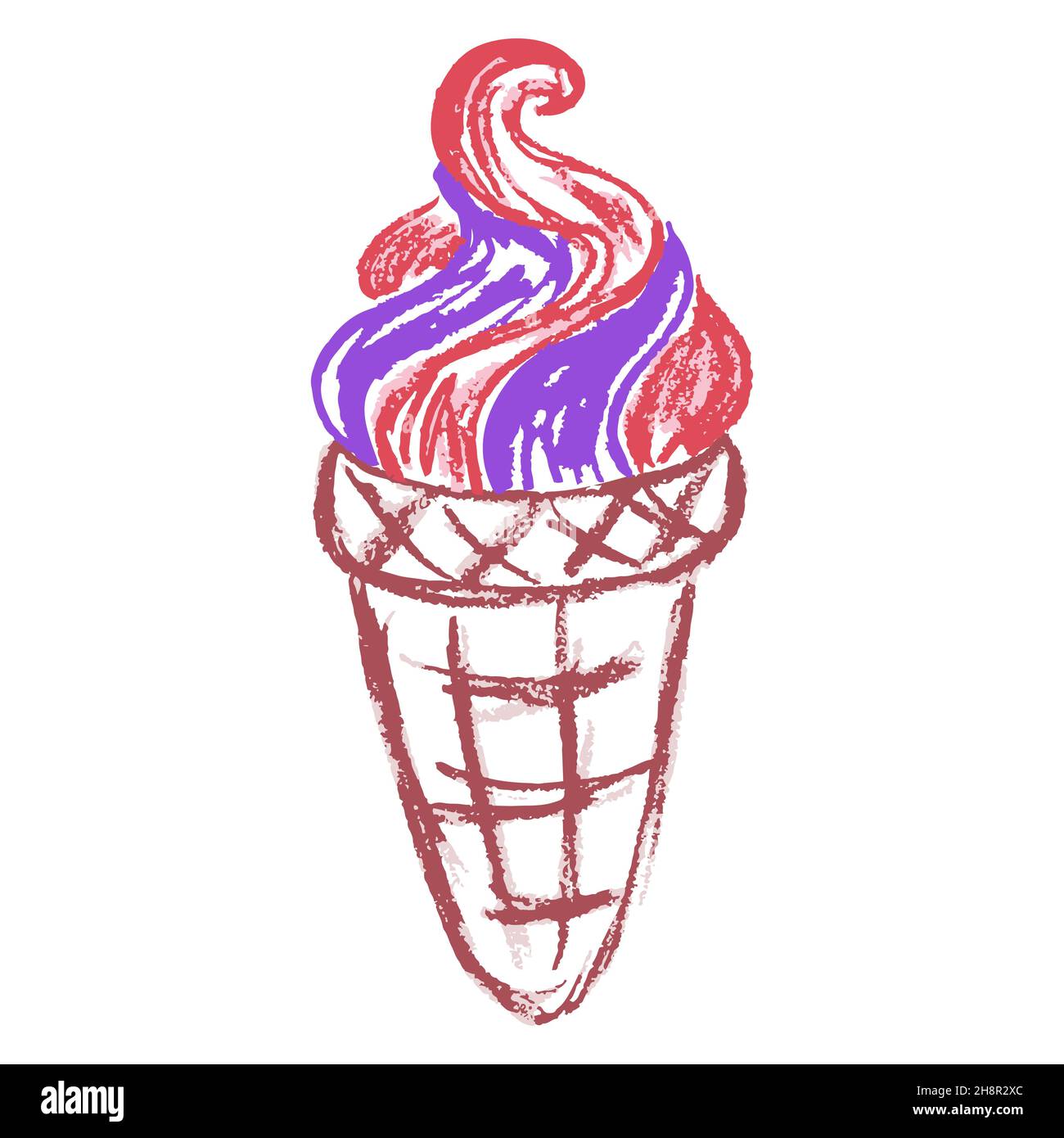 Icon in hand draw style. Ice cream. Drawing with wax crayons, children ...