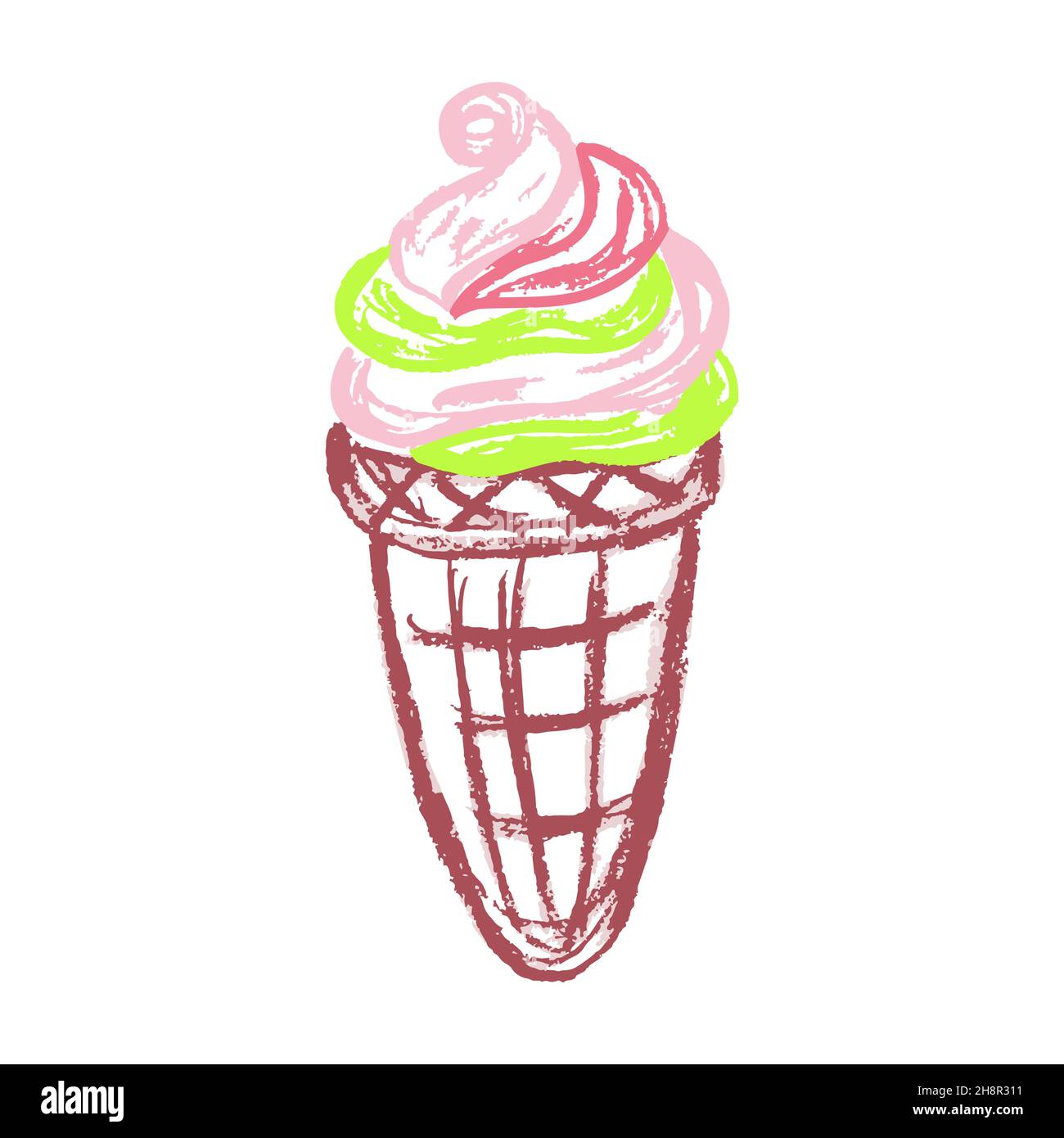 Icon in hand draw style. Ice cream. Drawing with wax crayons, children ...