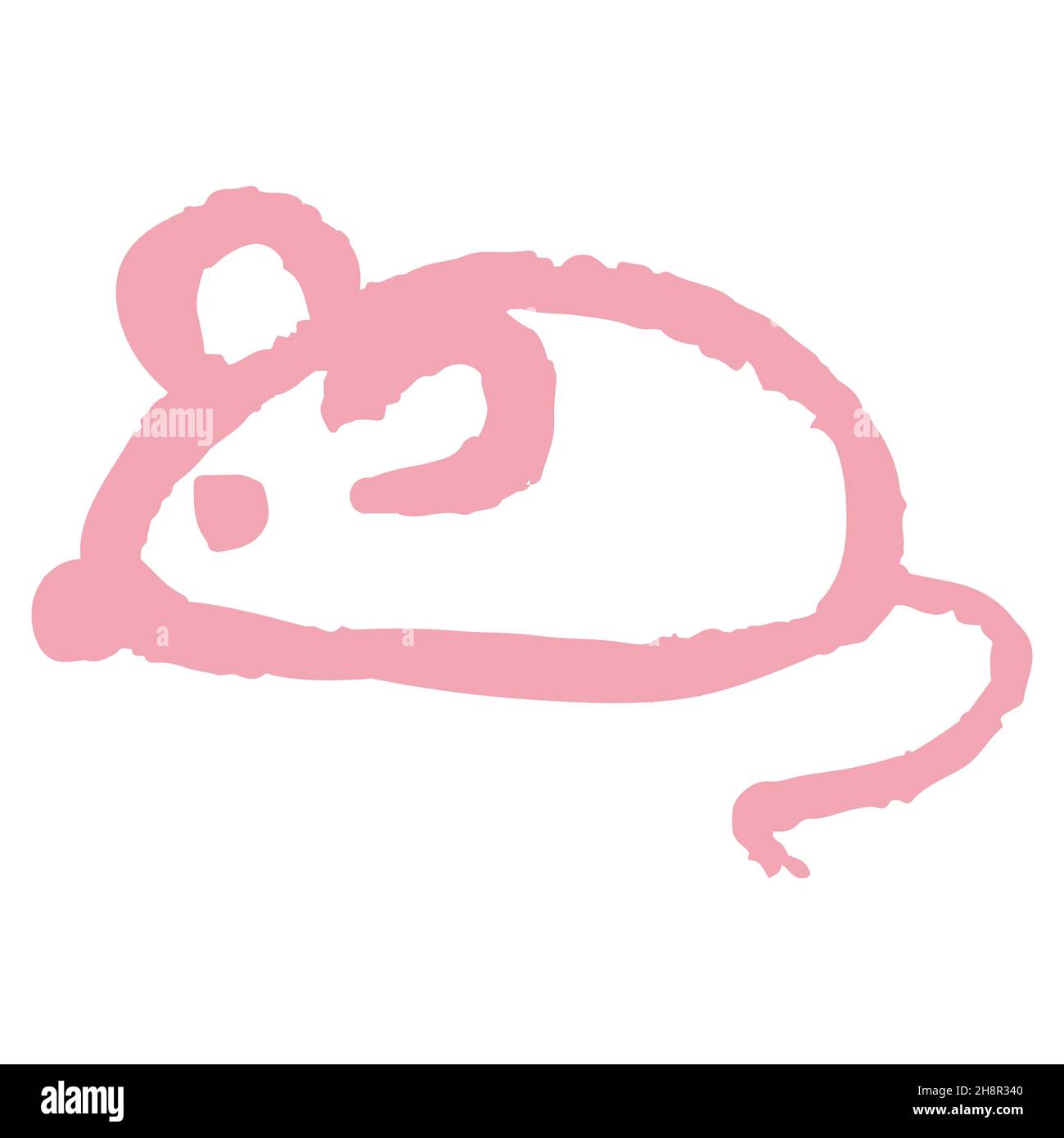 Cute icon in hand draw style. Mouse. Drawing with wax crayons, children ...