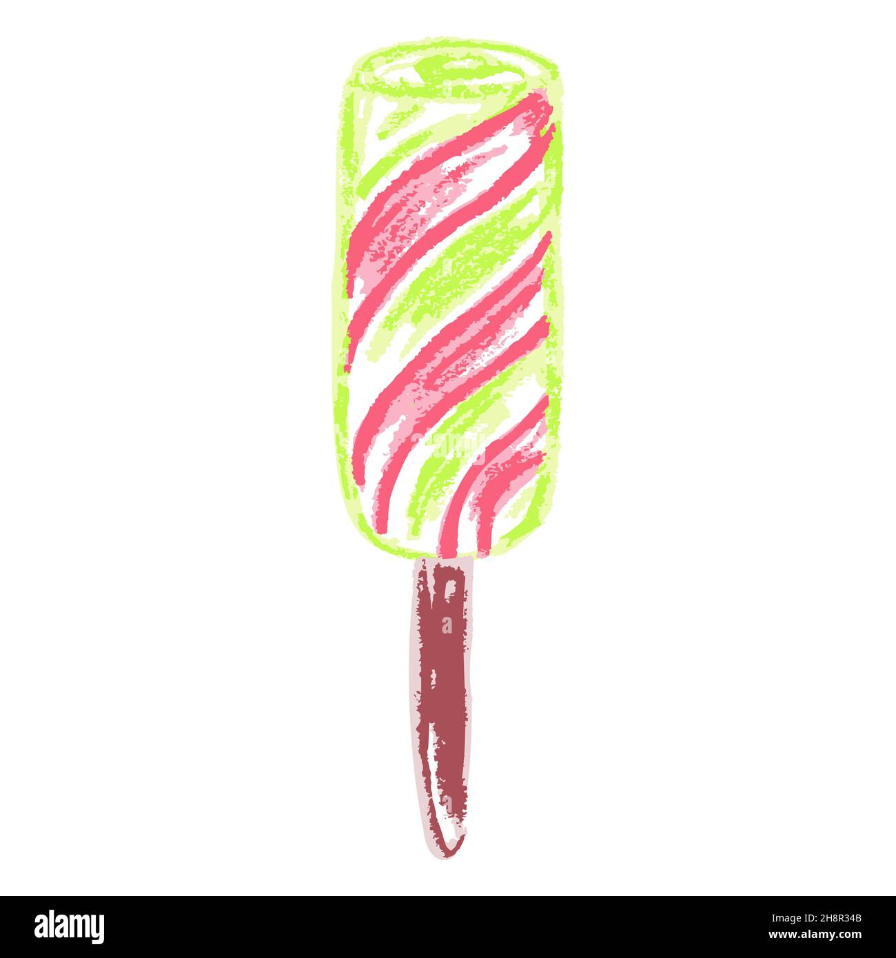 Ice cream. Icon in hand draw style. Drawing with wax crayons, children ...
