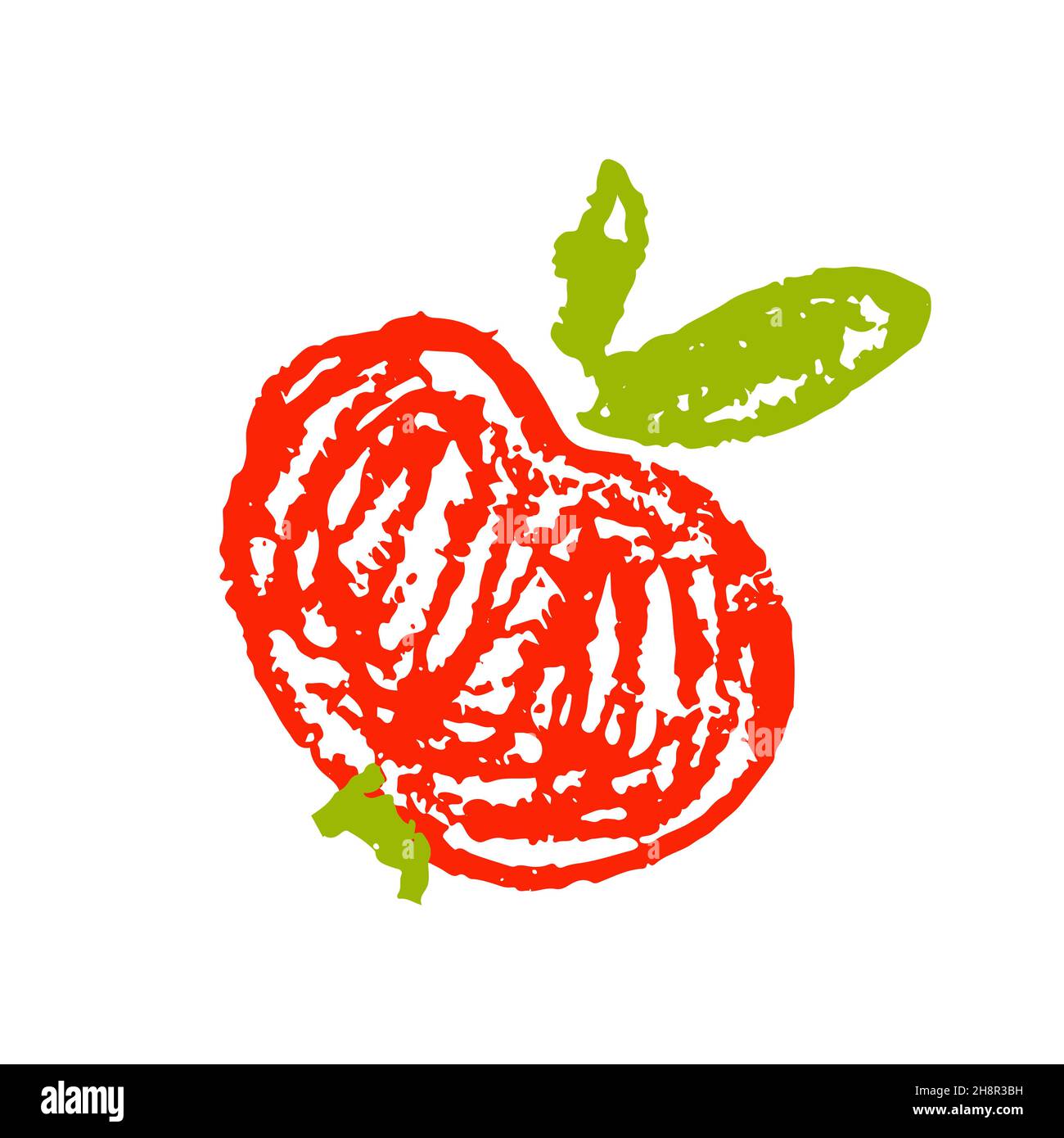 Icon in hand draw style. Apple. Drawing with wax crayons, colored chalk ...