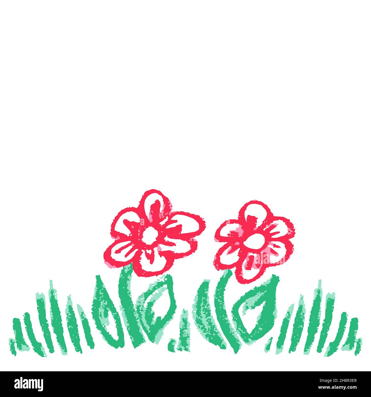 Icon in hand draw style. Cute flower. Drawing with wax crayons ...